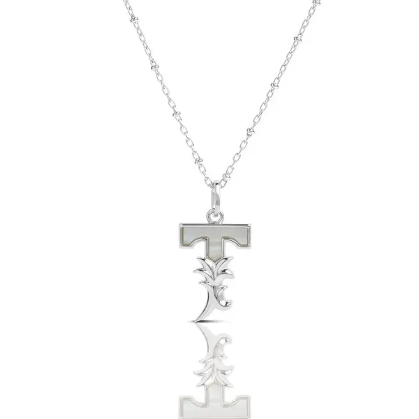 KASUN LONDON Initial "t" Pendant Necklace With Mother Of Pearl - Silver