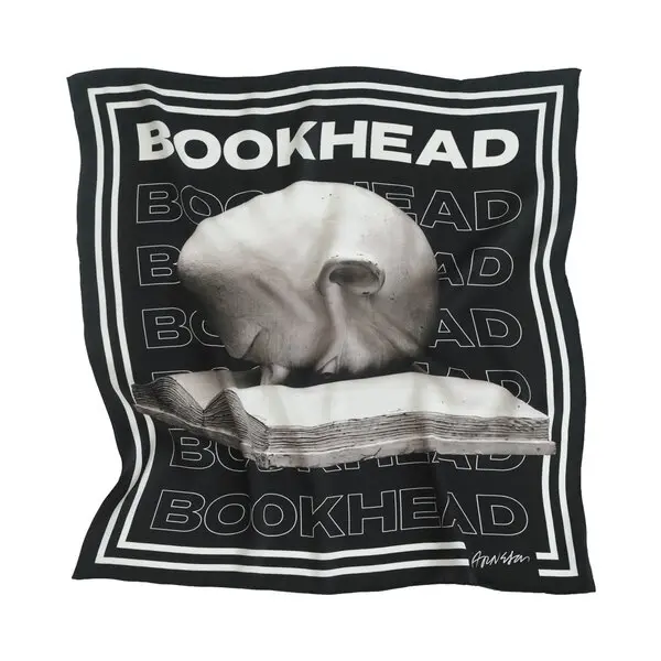 LOST PATTERN Black / White Bookhead Silk Scarf - Black/white