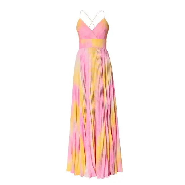 AGGI BY HALEWSKI Noemi Lotus Shine Maxi Pleated Dress