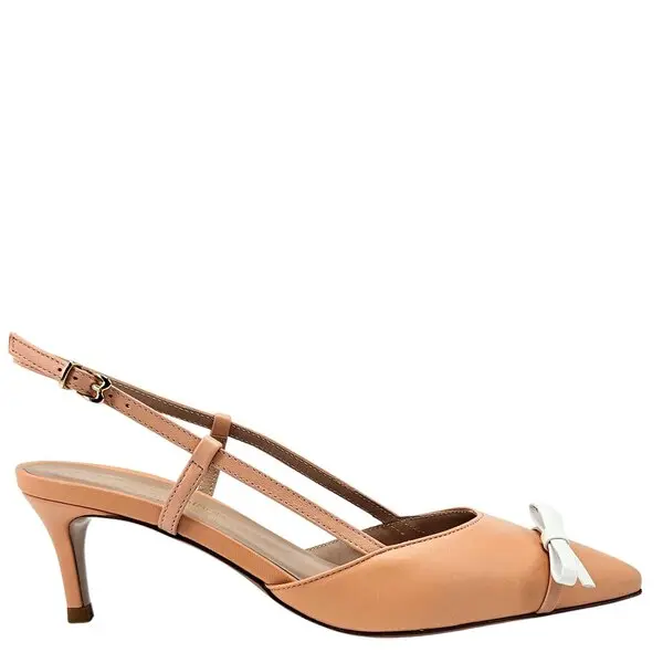 MADISON MAISON Alessia Leather Kitten Heel Slingback - Pink