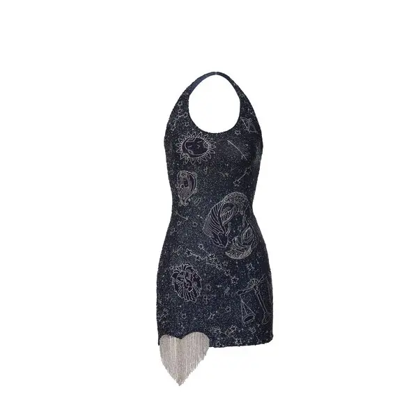 SONGS OF SIREN Zodiac Beaded Mini Dress - Blue/silver