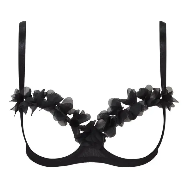 BELLE ET BON BON Fifi Petal Bralette - Black
