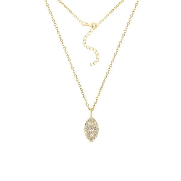 DIAMONBLISS Pave Marquise Shape Necklace - Gold