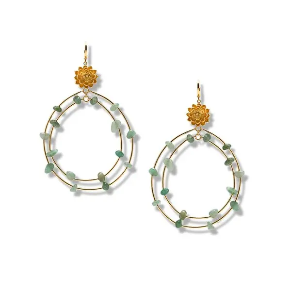 JAREDJAMIN Lotus Aventurine Chandelier Earrings - Gold/green