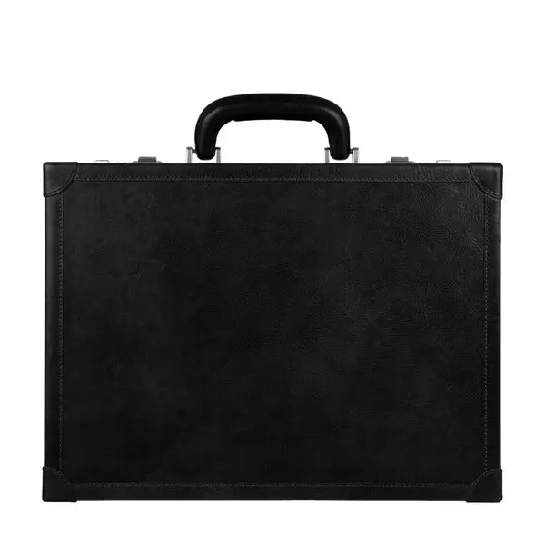 TIME RESISTANCE Leather Attaché Briefcase - Black