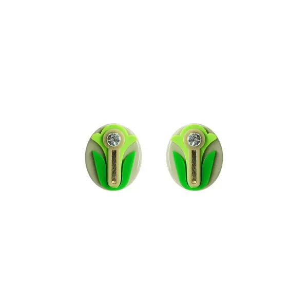 GISSA BICALHO Flower Camafeu Acrylic Earrings - Green