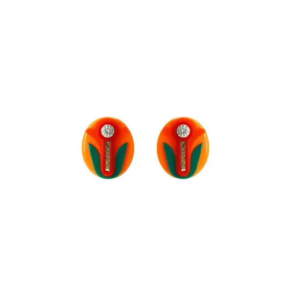 GISSA BICALHO Flower Camafeu Acrylic Earrings - Orange