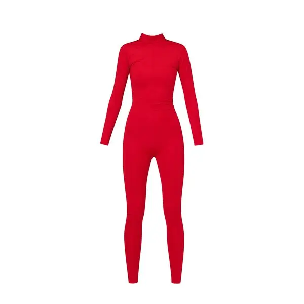LIA ARAM Long-sleeved Fitted Jumpsuit - Red