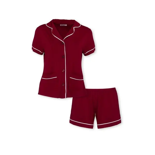 REVE SLEEPWEAR Revouse Tencel Short Pj Set In Deep Berry - Red