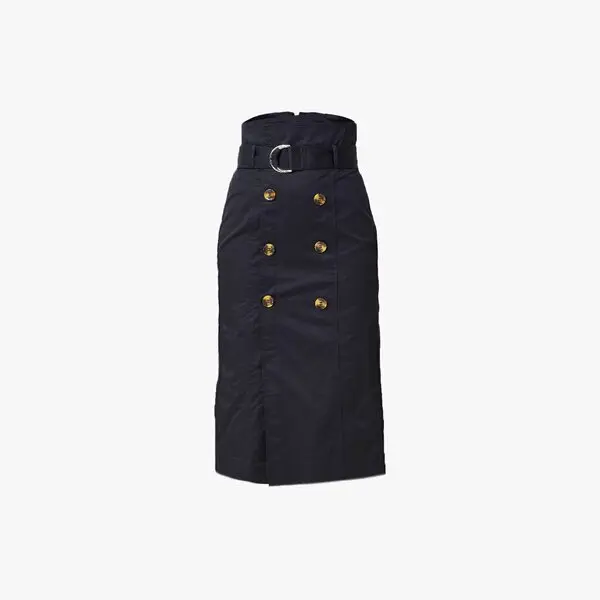SMART AND JOY Straight Double-breasted Skirt - Black