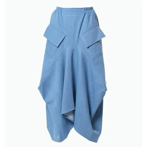METAMORPHOZA Asymmetrical Denim Long Skirt