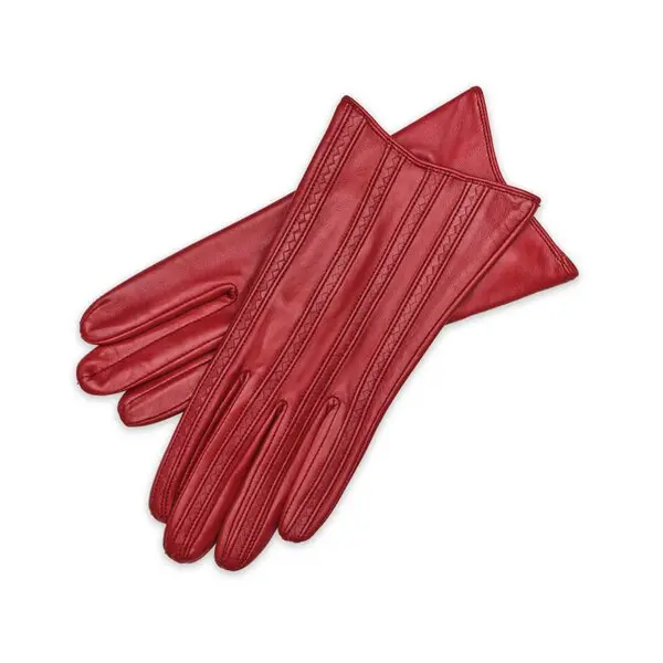 1861 GLOVE MANUFACTORY Pavia Leather Gloves With Zig Zag Pattern - Red