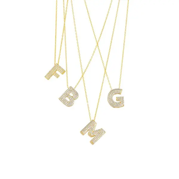 SPERO LONDON Pave Initial Pendant Necklace - Gold