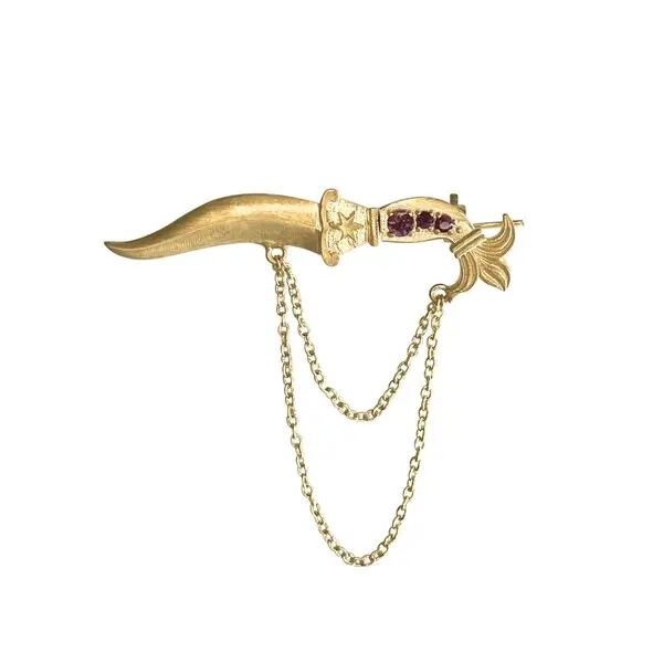 RIZE Dagger Brooch With Ruby - Gold/red