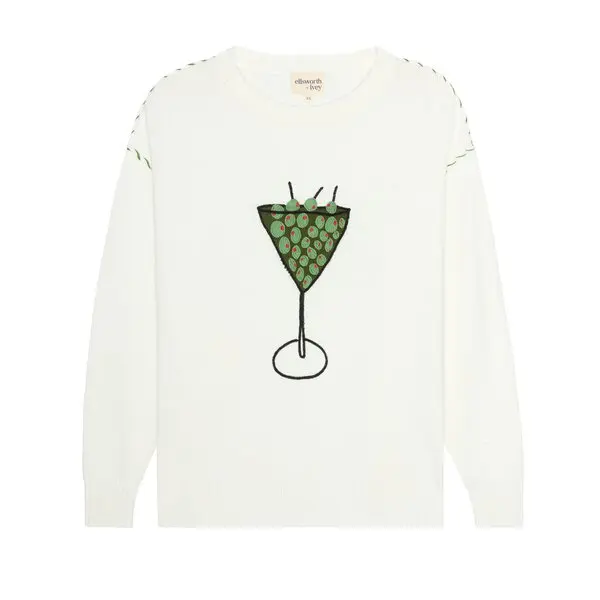 ELLSWORTH + IVEY Riley Crewneck Sweater - White