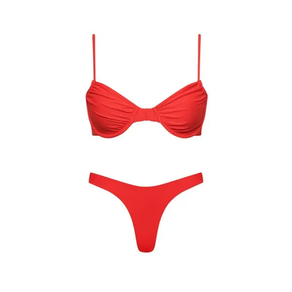 PLAYALUXE High Cut Underwire Bikini Set - Red