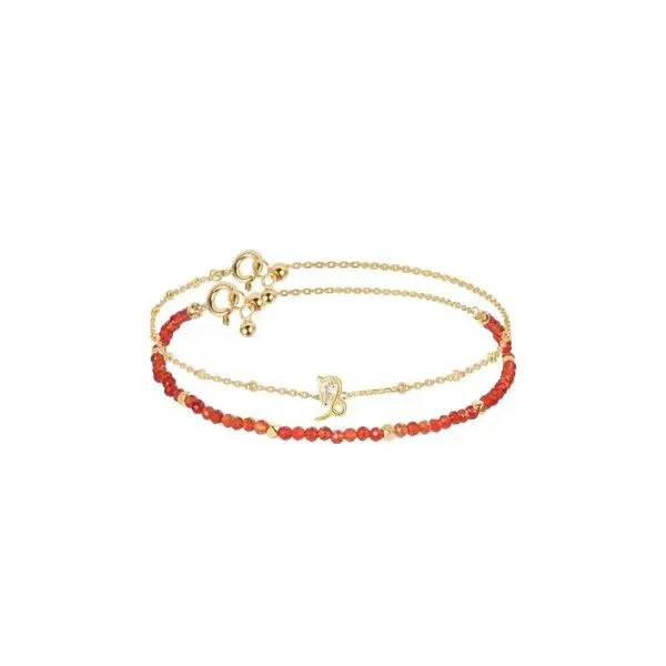 WJY STUDIO LONDON Constellation Capricorn Garnet Bracelet - Gold/red