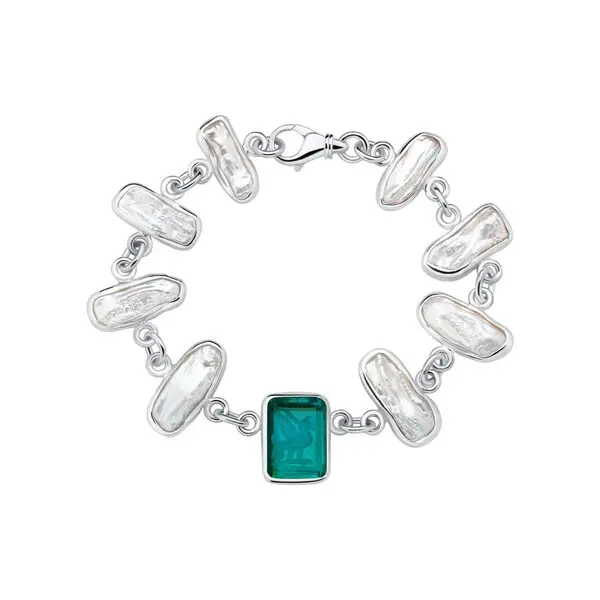 STEFAN TIRON Silver Bracelet With Dragonstone And Pearls - Silver/blue