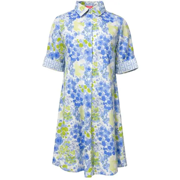 JUST DARVINY Charlotte Floral Print Cotton Shirt Dress
