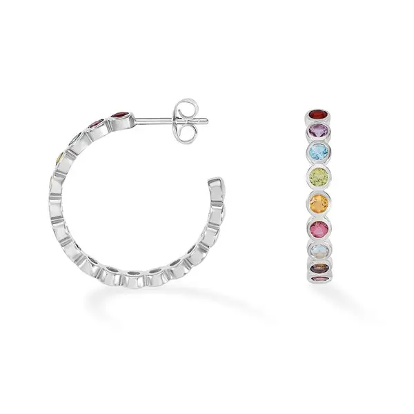 DOWER & HALL Large Tutti Frutti Sterling Hoop Earrings - Silver