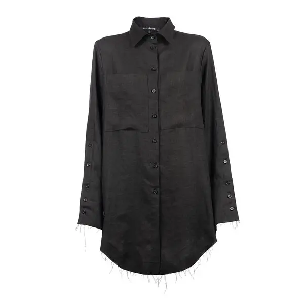 UNA BERZINA Linen Oversized Shirt - Black