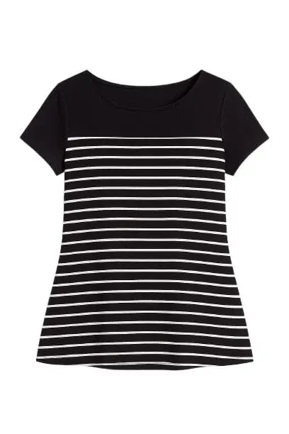 CONQUISTA Striped T-shirt With Uneven Hemline