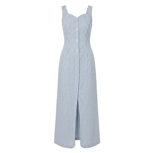 ASHITA FERNANDES Gingham Button-down Maxi Dress