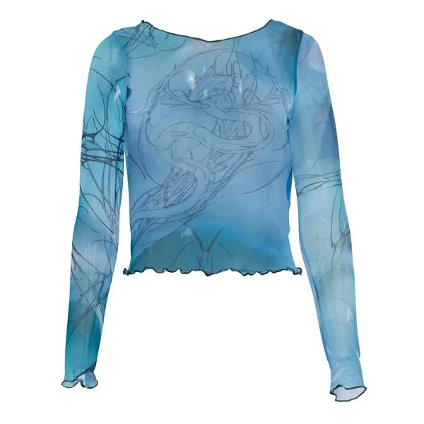 PALOMA LIRA Dragon Tattoo Printed Mesh Top