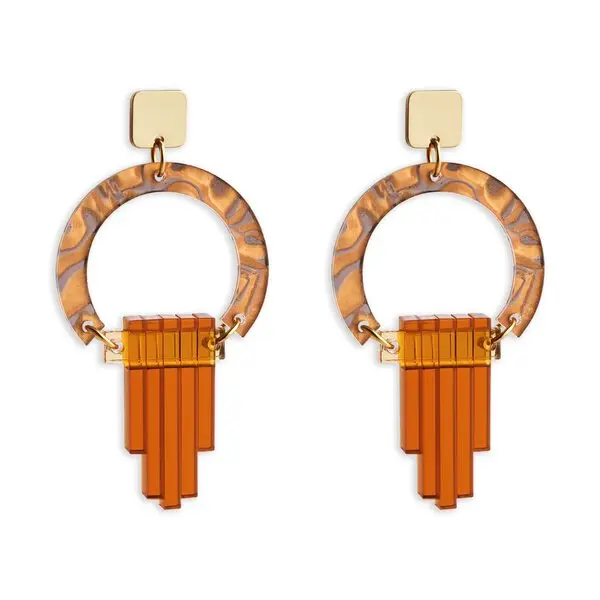 TOOLALLY Neutrals Art Deco Chandelier Earrings - Gold