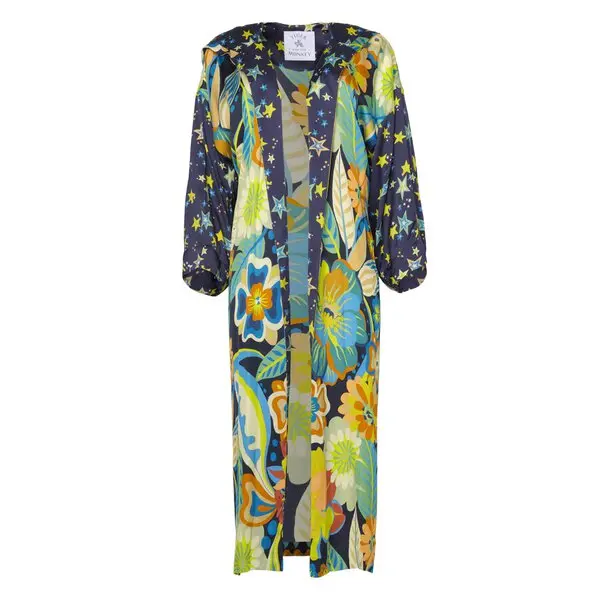 TIGER AND THE MONKEY Ecovero Viscose And Silk Coverup Robe - Blue