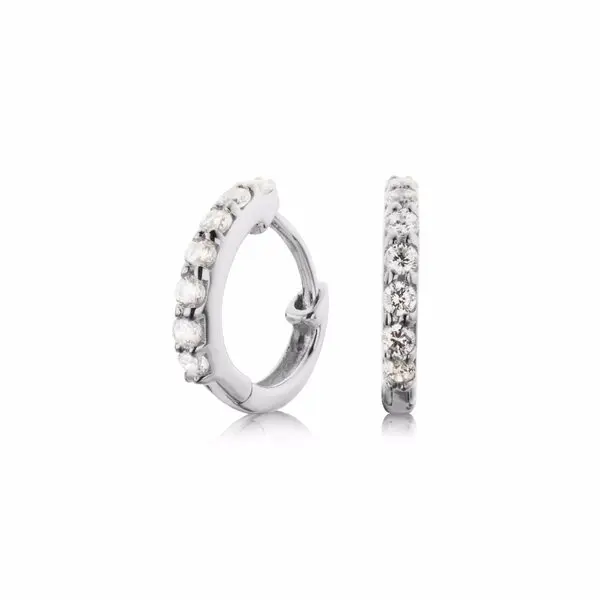 LILY & ROO Sterling Diamond Huggie Hoop Earrings - Silver
