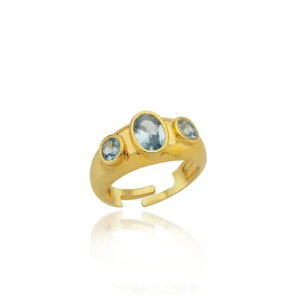 LINYA JEWELLERY Rosie Stone Signet Ring - Blue