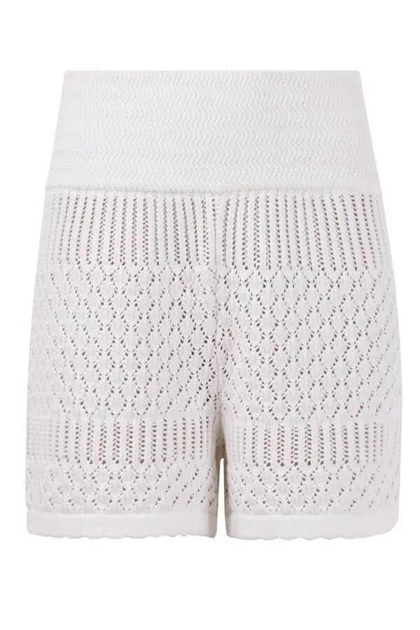 PERALUNA Iris Openwork Knit Organic Cotton Shorts