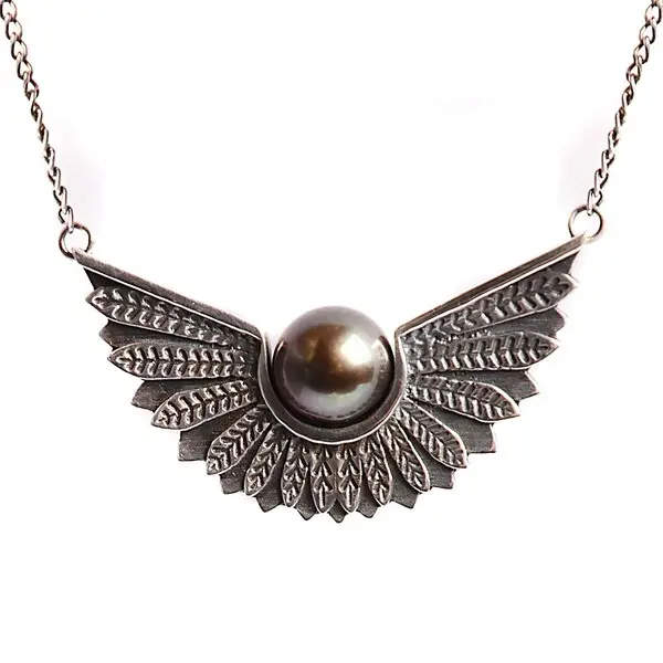 LEE RENEE Cathy Pearl Necklace - Black/silver