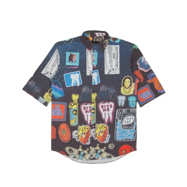 MYSIMPLICATED Short Sleeve Shirt Stickers Design Recycled Fabric