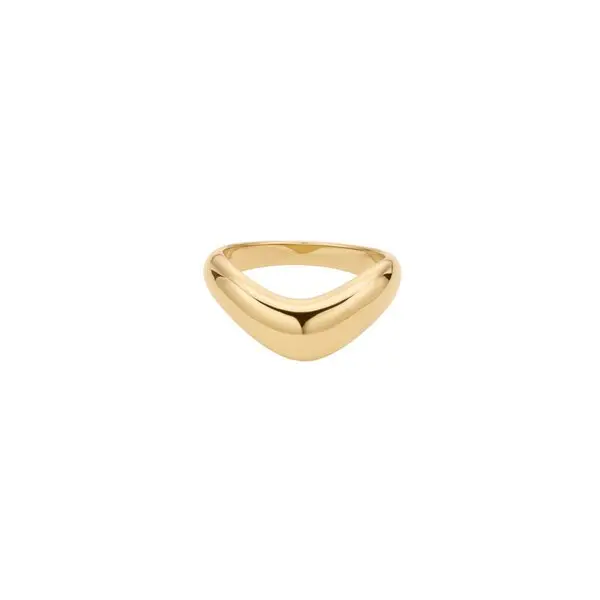 VANCHI Plain Chunky Curved Wave Ring - Gold