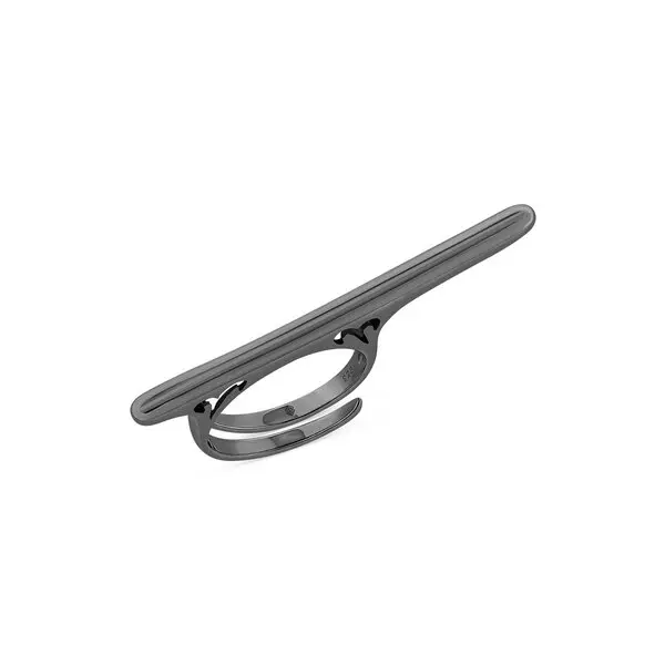 SALLY SKOUFIS Pathway Ring In Rhodium - Black