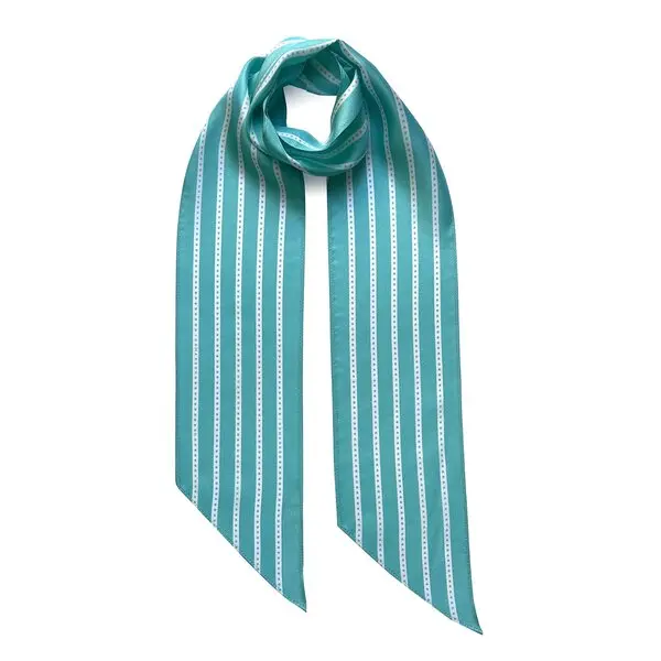 INGMARSON Star Striped Silk Neck Scarf Turquoise - Blue
