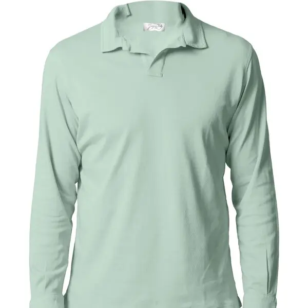 Jacques Zolty Patrick Cotton Polo Long Sleeve Mint - Green