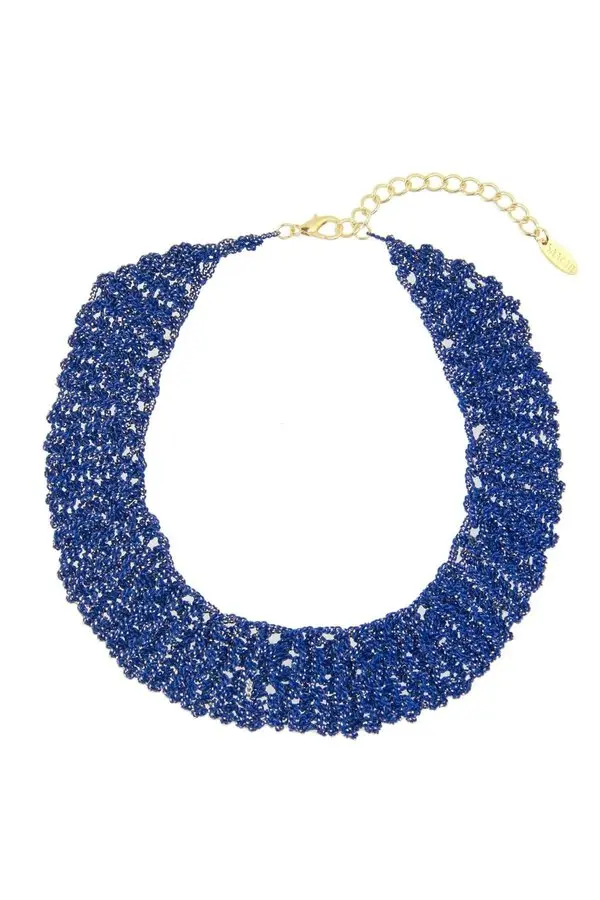 Saachi Crochet Chain Short Necklace - Blue