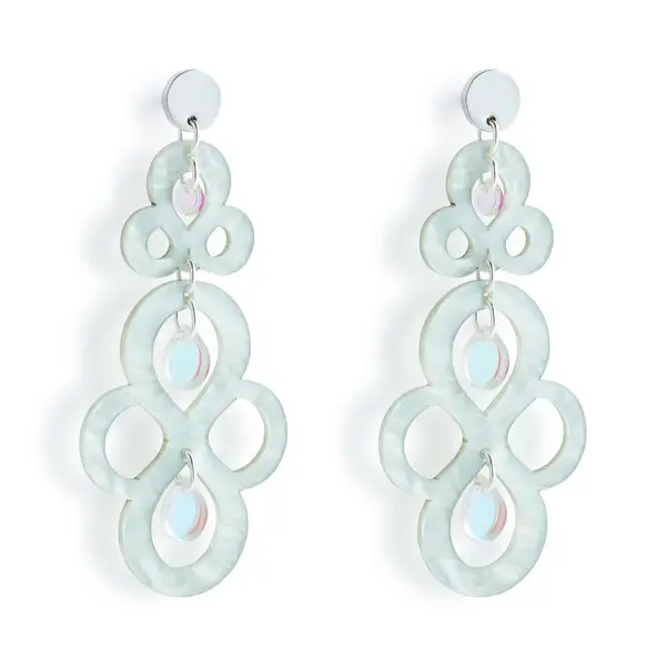 TOOLALLY Green Batik Regent Drop Earrings - Green/silver