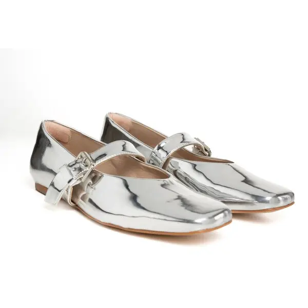 VICSON Mary Jane Flat - Silver