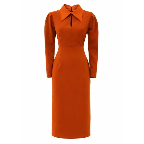 JULIA ALLERT Long Sleeve Solid Midi Dress