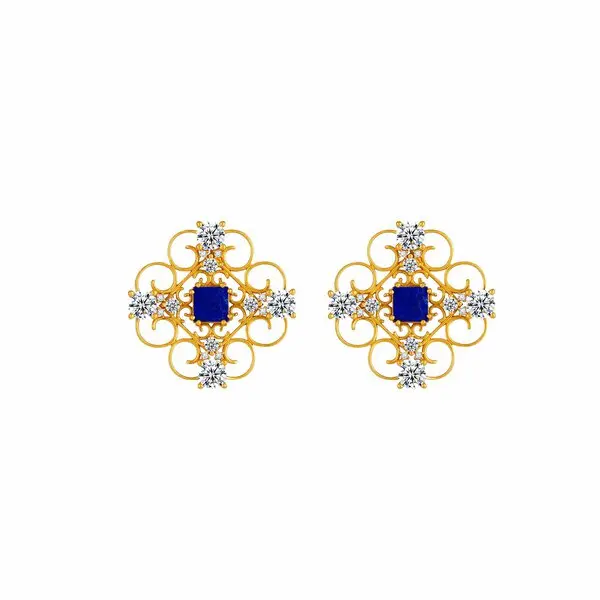 RETRO CHIC Black / Blue / Gold Orchid Dream Earrings - Black/blue/gold
