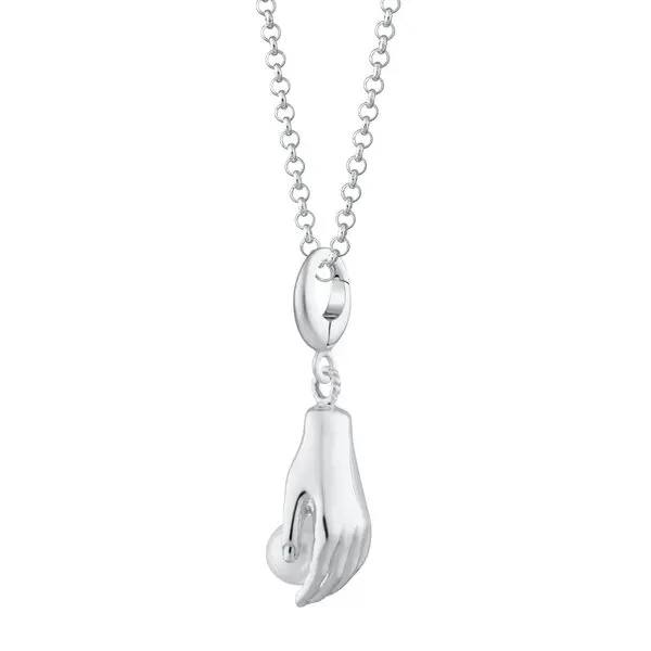 LILY CHARMED Hand And Pearl Charm Necklace - Silver