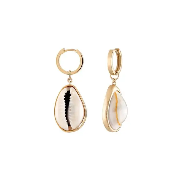 ZIGLEYS Cowrie Cuffed Earrings - Gold