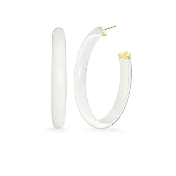GOLD & HONEY Xl Oval Illusion Hoop Earrings - Gold/white