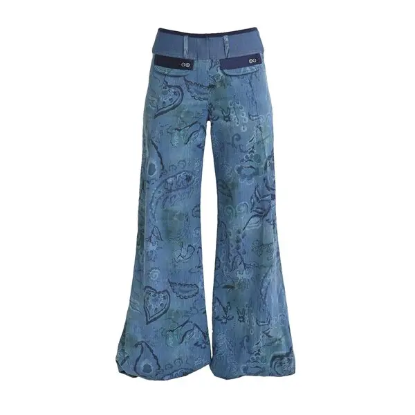 LALIPOP DESIGN Floral Denim-look Wide-leg Pants