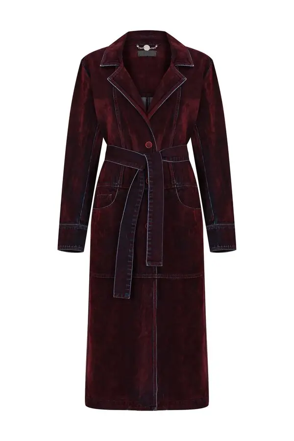 GOC DENIM Flocked Denim Trench Coat