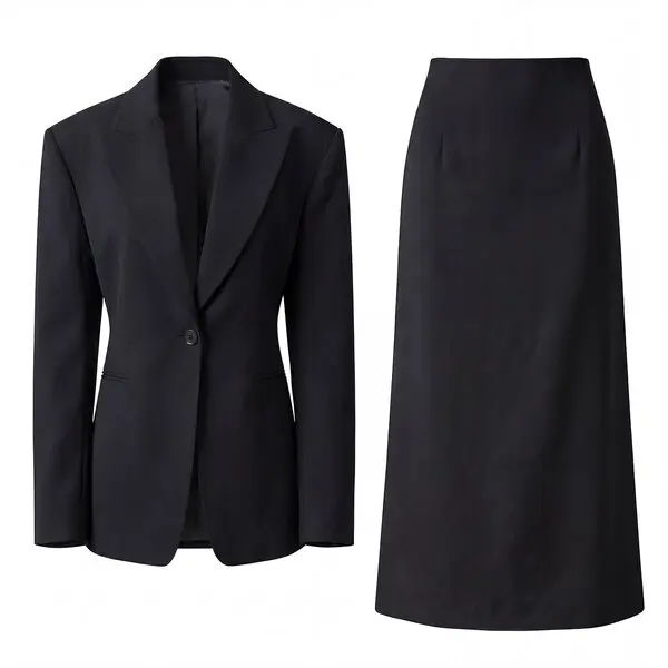 BLUZAT Suit With Tailored Blazer And Midi Skirt